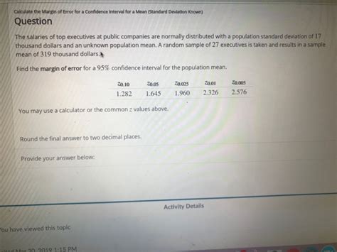 Solved Calculate The Margin Of Error For A Confidence Chegg