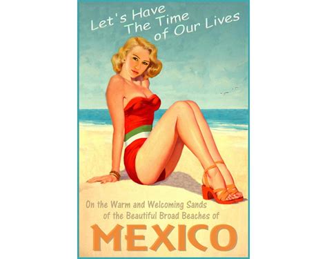 Onimhouse Poster Mexico Beach Beauty Pin Up Poster Gulf Sea Shore Ocean