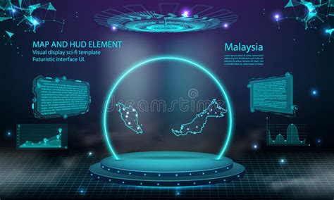 Malaysia Map Light Connecting Effect Background Abstract Digital Technology Ui Gui Futuristic