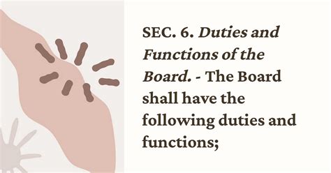 Sec 6 Duties And Functions Of The Board The Board Shall Have The Following Duties And