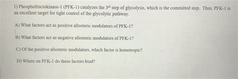 Answered 1 Phosphofructokinase 1 Pfk 1 Bartleby