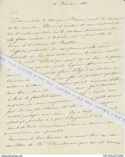 Manuscrits 1844 Correspondance Familiale Dumeril Auguste Pour Michel Delaroche Etat Sante Famille