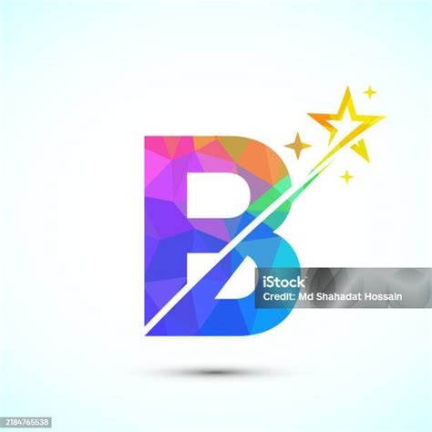 스우시와 별 로고 아이콘이 있는 초기 알파벳 B 추상 별 로고 기호 기호 디자인 개념에 대한 스톡 벡터 아트 및 기타 이미지