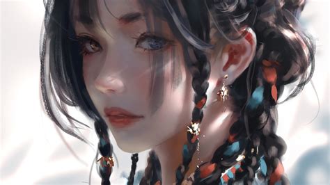 可爱辫子女生 厚涂高清壁纸电脑横屏高清动漫壁纸彼岸桌面