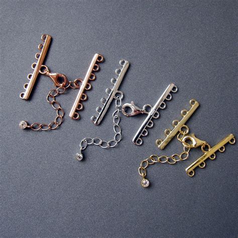 Multi Strand Clasp • 2 3 4 5 6 7 Row • Sterling Silver 925 • Rhodium
