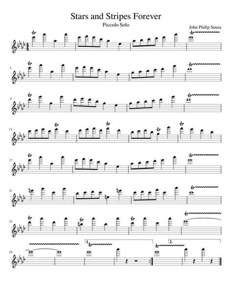 Stars And Stripes Forever Sheet Music For Piccolo Download Free In Pdf