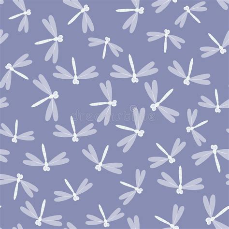 Seamless Pattern With Dragonfly On Color Background Romantic Vector