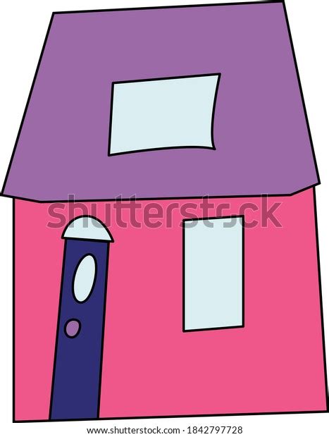 Multicolored House Funny Cartoon Style Template Stock Vector Royalty