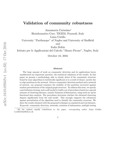 [pdf] Validation Of Community Robustness