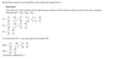 Solved C Find The Matrix P Such That Pa−i And Verify That