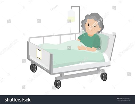 Senior Female Patient Resting Hospital Bed Stock Vector Royalty Free