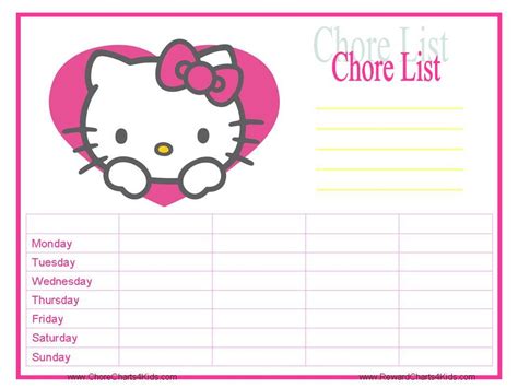 Hello Kitty Chore Chart Printable Hello Kitty Behavior Chart Hello