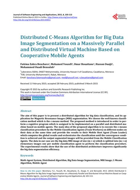 pdf distributed c means algorithm for big data image segmentation on