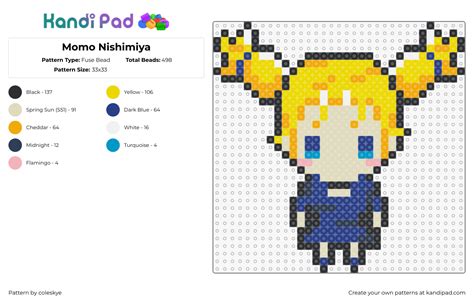 Momo Nishimiya Fuse Bead Pattern Kandi Pad Kandi Patterns Fuse