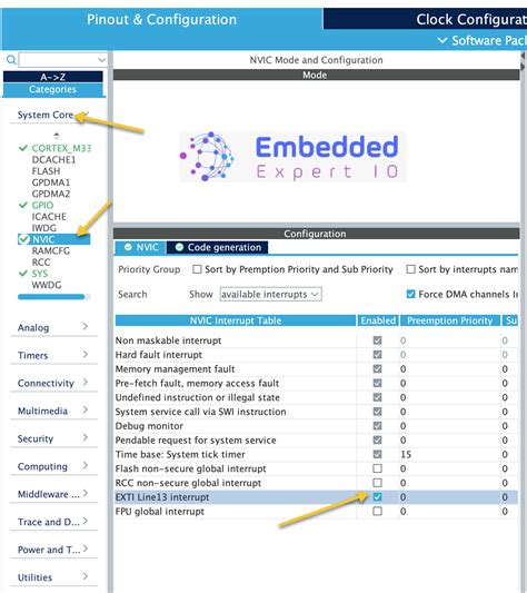 Getting Started With Stm32h5 Arm Cortex M33 External Interrupt Embeddedexpertio