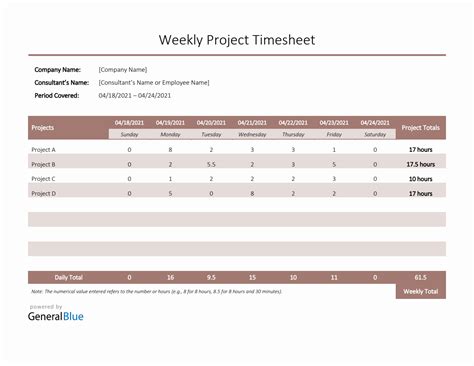 Free Word Timesheet Templates