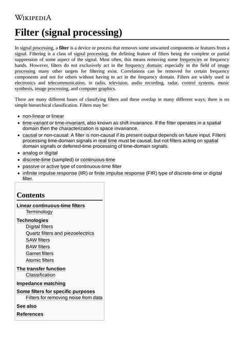 Filter Signal Processing Pdf