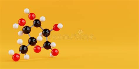 Structural Model Of Glucose Molecule 3d Rendering Stock Illustration