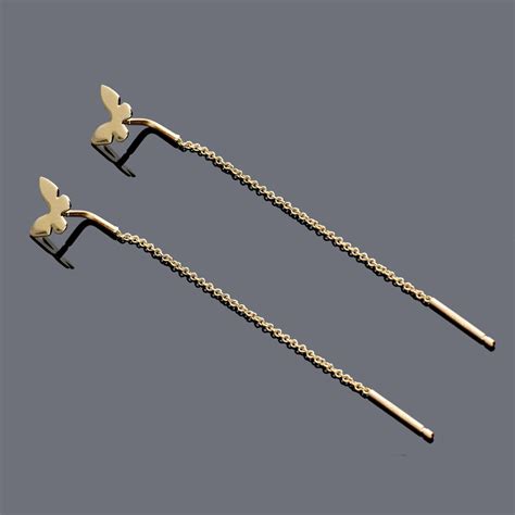 Cercei Cu Lant Model Fluturas Aur Galben 585 Cod Cp21170 Vezi Pret Aur Si Argint Aec