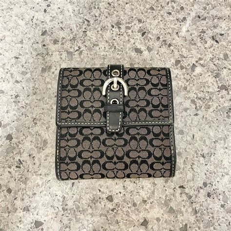 Coach Wallet With Signature Logo Black And Grey Gem