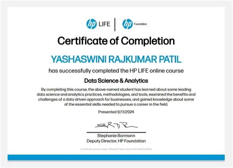 Yashaswini Patil On Linkedin Datascience Hp Continuouslearning Dataanalytics Growthmindset