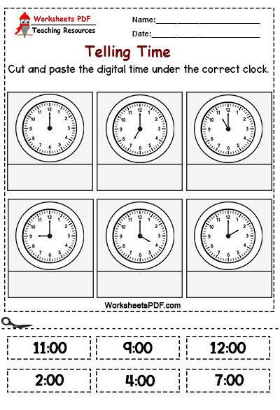 Clock Worksheets Telling Time To The Hour Clock Teach Time To