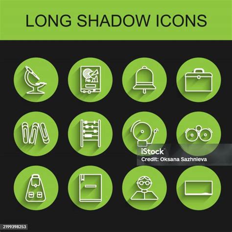 세트 라인 학교 책가방 노트북 현미경 학생 칠판 주판 울리는 알람 벨 및 아이콘 벡터 가방에 대한 스톡 벡터 아트 및 기타 이미지 Istock