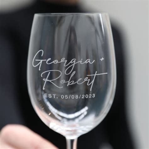 Engraved Wedding Script Series 360ml Wine Glass Personalised Favours