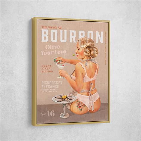 Babes Of Bourbon Vol 16 Vintage Vodka Martini Pin Up Girl Wall Art