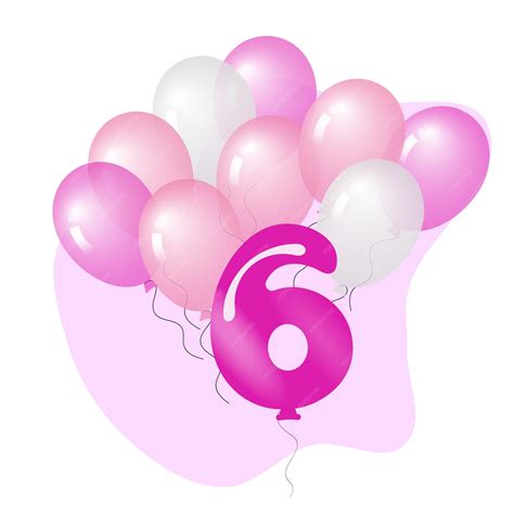 Felices 6 Globos Rosados Y Blancos En Ilustración Vectorial Vector