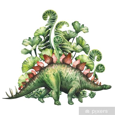 Wall Mural Realistic Watercolor Dinosaur Pixers Uk