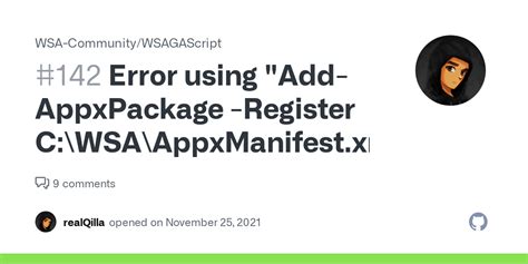 Error Using Add Appxpackage Register Cwsaappxmanifestxml · Issue 142 · Wsa Community