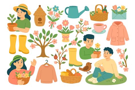 Spring Set By Ananastya Thehungryjpeg