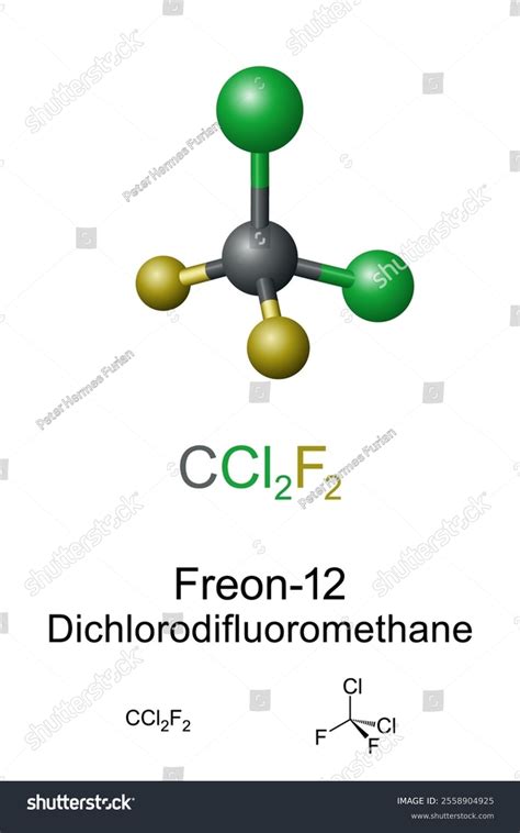 Freon 12 Dichlorodifluoromethane R 12 Molecule Model Chemical Stock