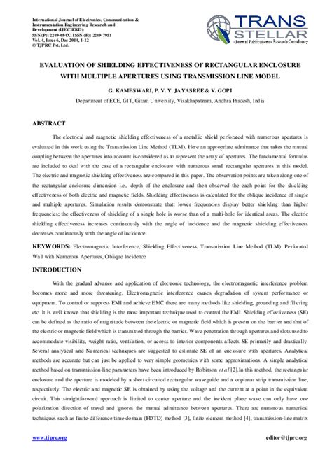 pdf evaluation of shielding effectiveness of rectangular enclosure