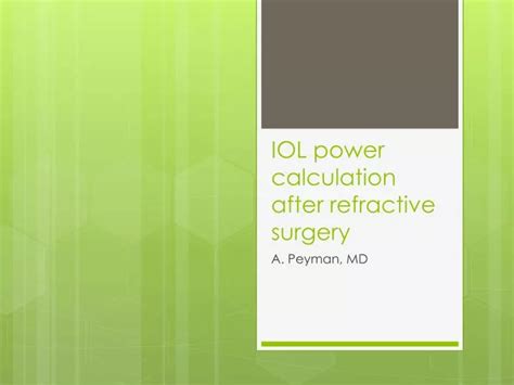 Ppt Iol Power Calculation After Refractive Surgery Powerpoint Presentation Id4832353