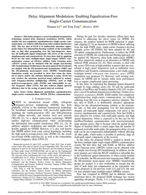 Delay Alignment Modulation Enabling Equalization Free Single Carrier