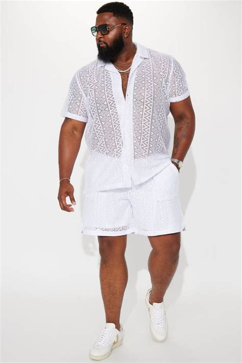 Diagonal Crochet Pattern Shorts White Fashion Nova