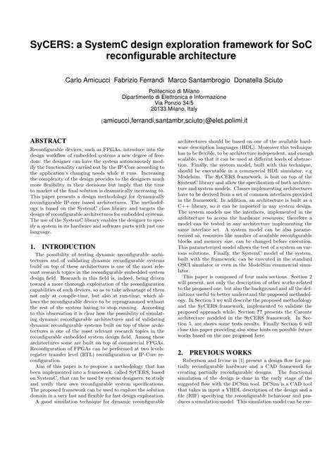 pdf sycers a systemc design exploration framework for soc