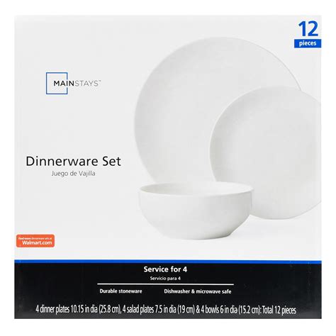 Mainstays White Dinnerware Set 12 Piece Dishes Plates