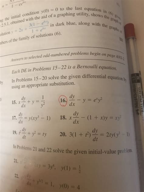 Solved Each De In Problems 15 22 Is A Bernoulli Equation