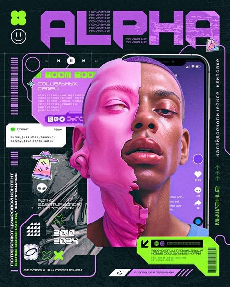 Постер в стиле техно поколение Альфа в 2025 г Графический дизайн Типографский постер Плакат