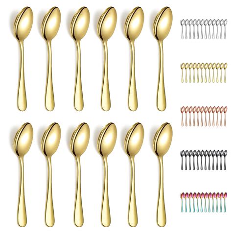 Evanda Gold Teaspoons 12 Pieces Gold Titanium Plating Stainless Steel
