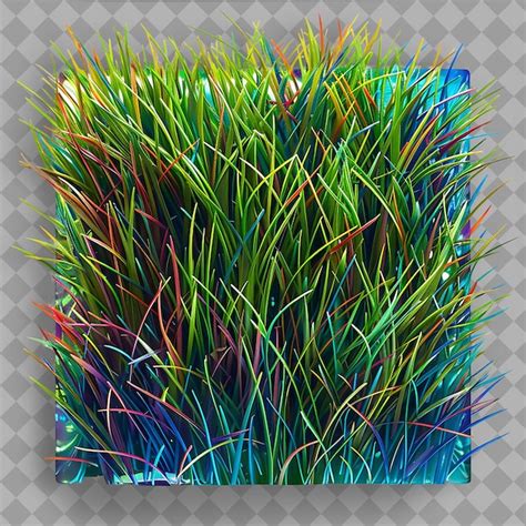 A Grass With Colorful Patterns On It And A Blue Background Premium Ai
