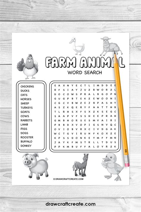 Free Printable Animal Word Search Draw Craft Create