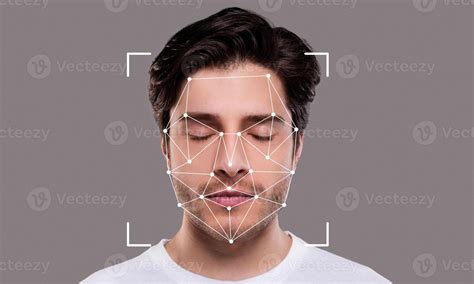 A Person With Closed Eyes Is Engaged In Facial Recognition Technology