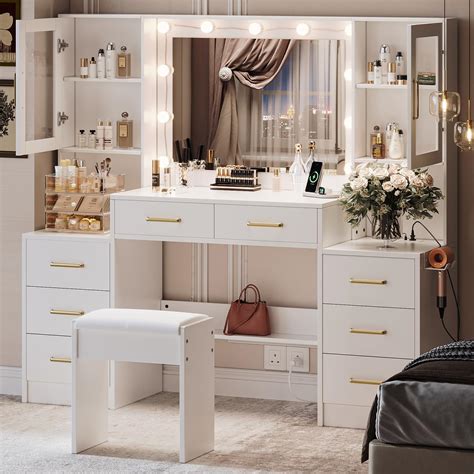 Alexnutre Make Up Vanity Desk With Mirror And Lights
