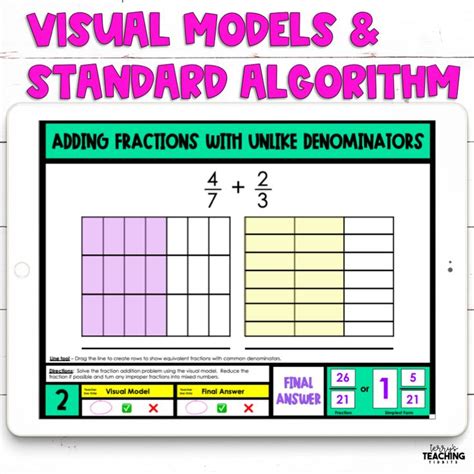 Add And Subtract Fractions Visual Models Included Digital Add And