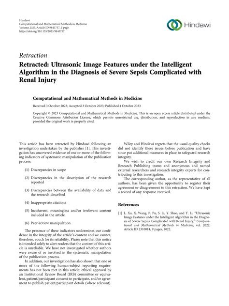 Pdf Retracted Ultrasonic Image Features Under The Intelligent Algorithm In The Diagnosis Of