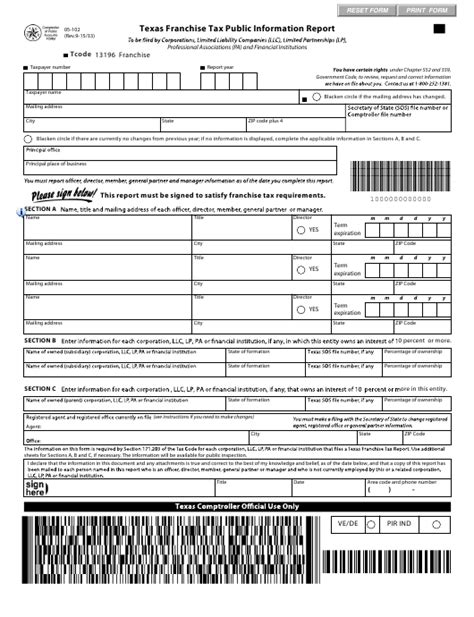 Texas Franchise Tax Report Forms For 2022